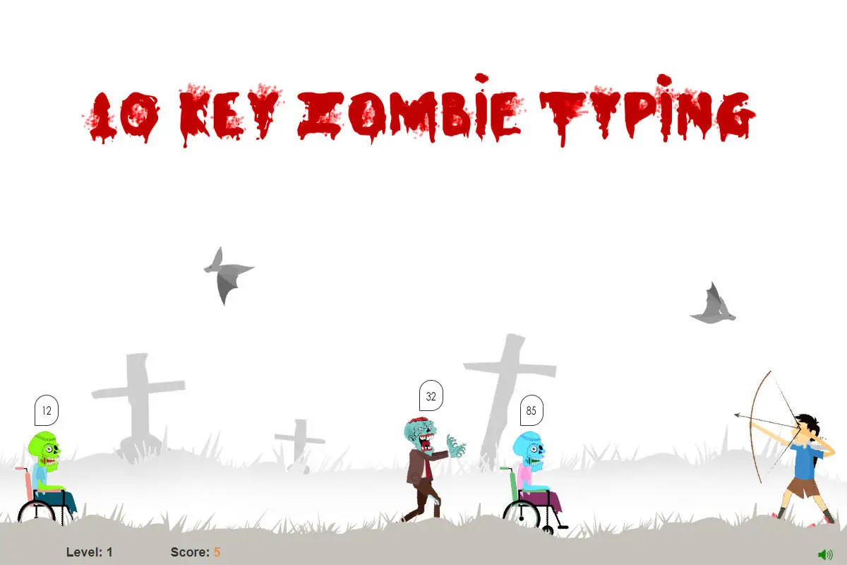 10 key Zombie Typing Game - numeric typing game for kids